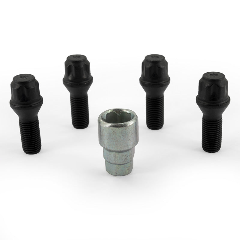 H&R, Wheel lock set M14x1.50x28mm Taper Black - 4 wheel lock bolts inc ...