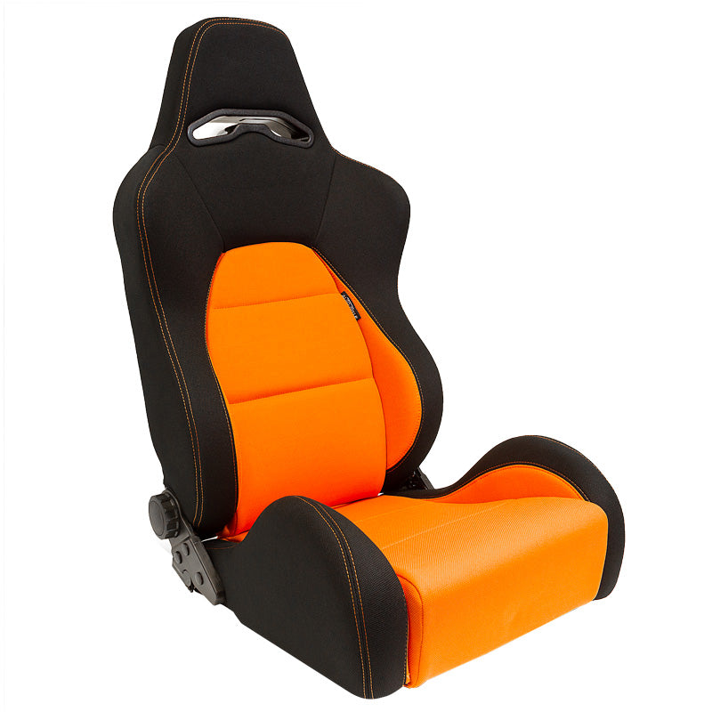AutoStyle, Sport Sæde 'Eco' - Sort/Orange - Dobbeltjusterbar Rygstøtte ...